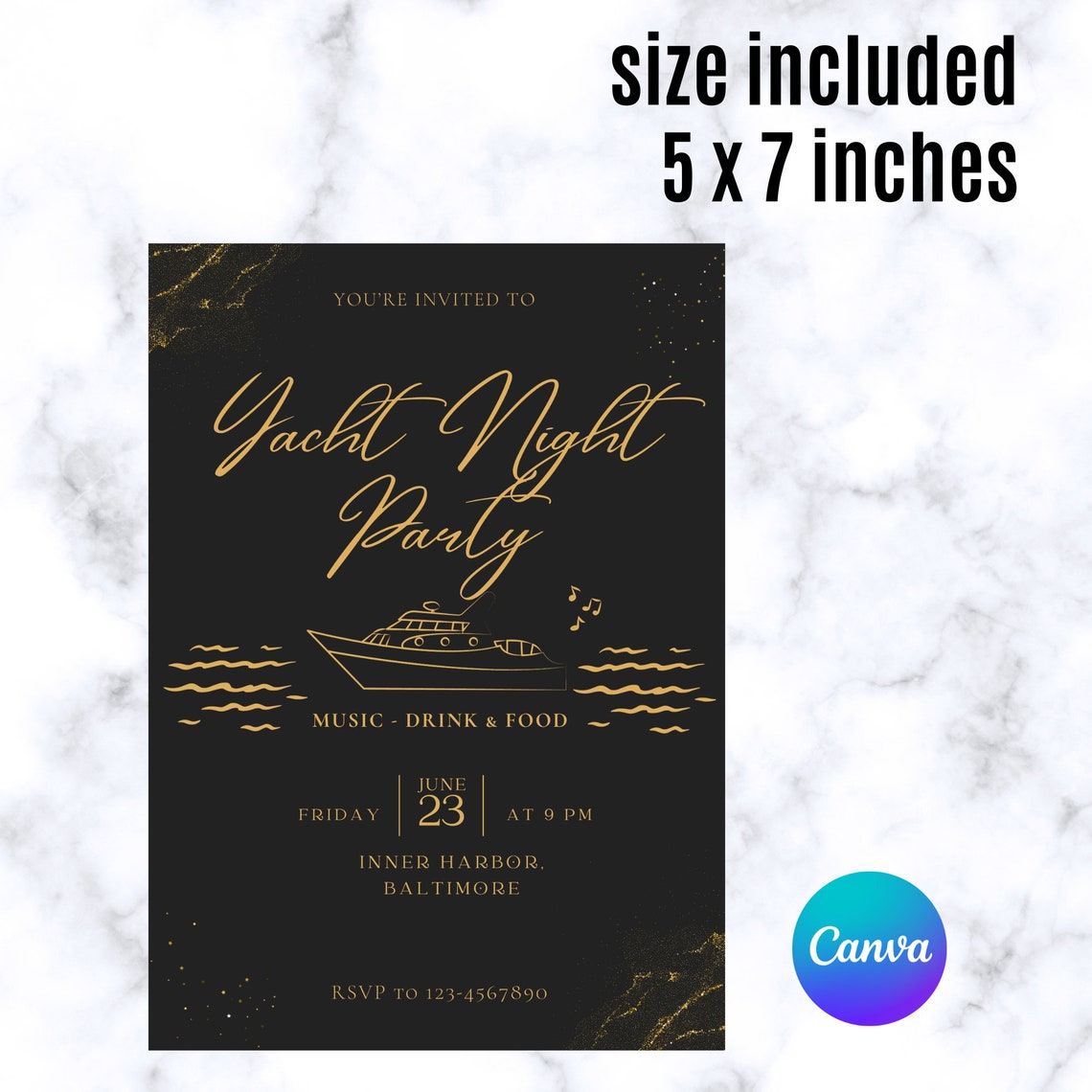 Yacht Invitation, Yacht Party Invite, Boat Party Invitation, Instant ...