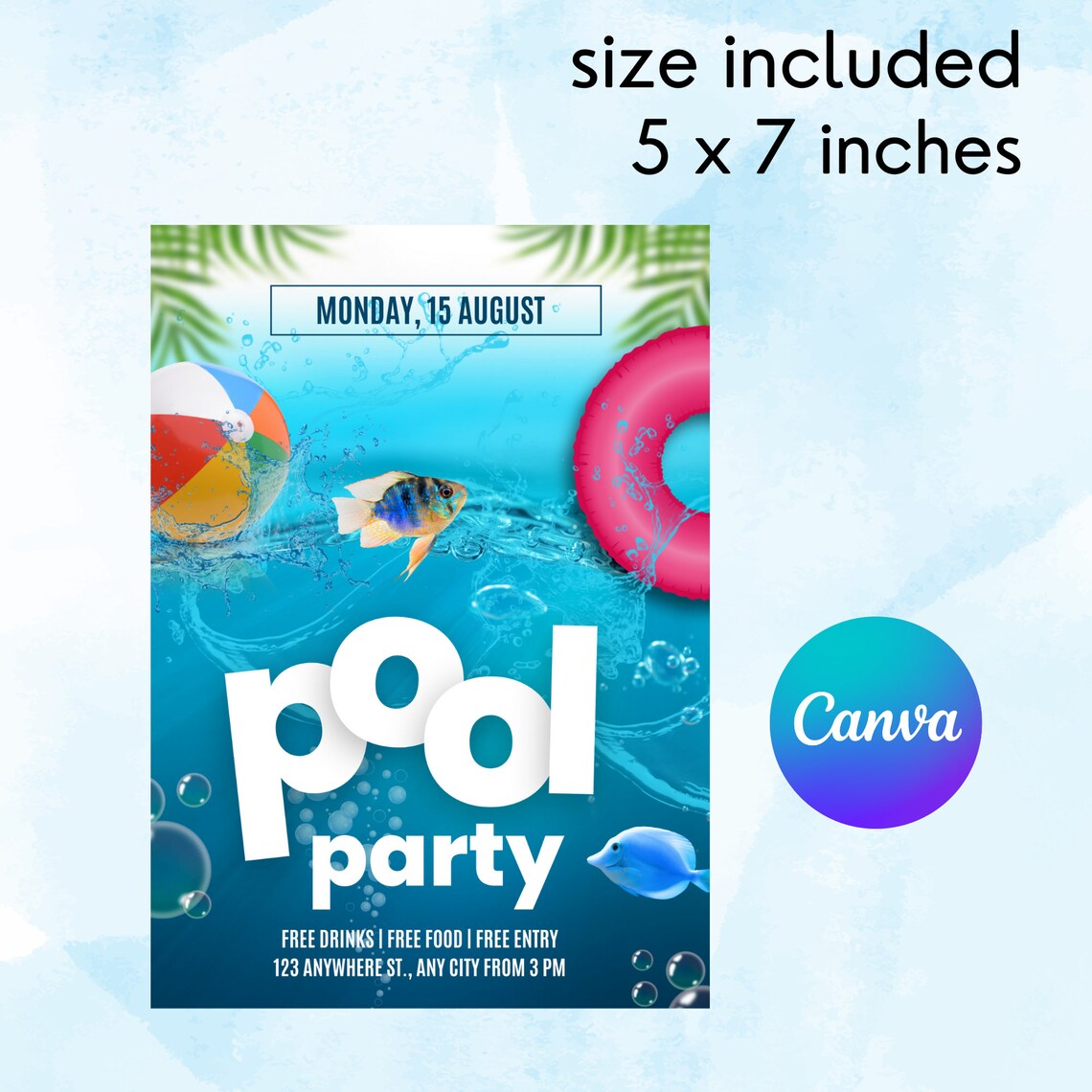 Pool Party, Pool Party Flyers Template, Editable, Pool Invite, Joining ...