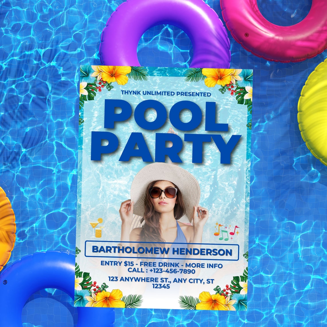Pool Party, Pool Party Flyers Template, Editable, Pool Invite, Joining ...
