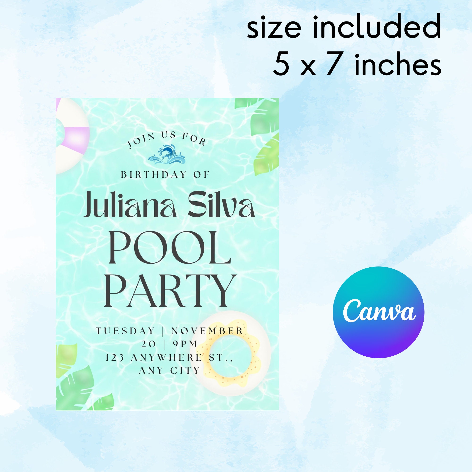 Pool Party, Pool Party Flyers Template, Editable, Pool Invite, Joining ...