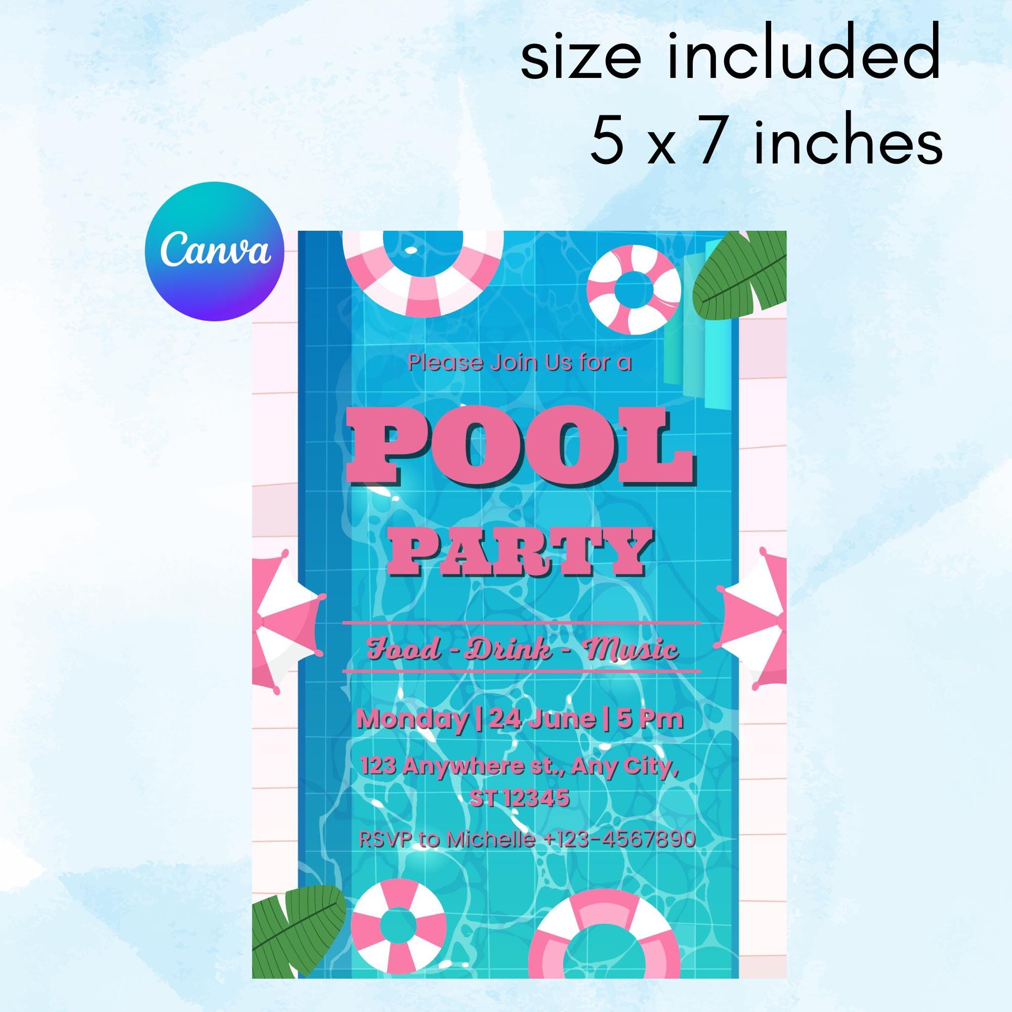 Pool Party, Pool Party Flyers Template, Editable, Pool Invite, Joining ...
