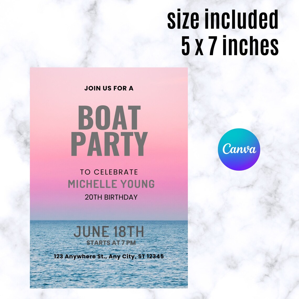 Yacht Invitation, Yacht Party Invite, Boat Party Invitation, Instant ...