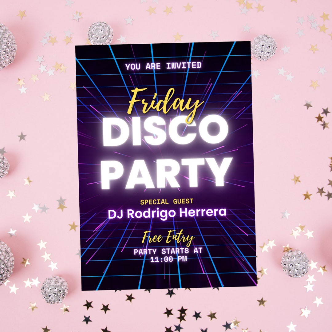 Editable Disco Party Invitation, Disco Party, Personalized Invitation ...