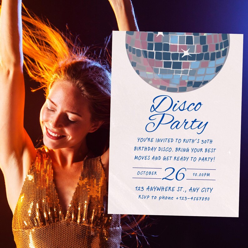 Editable Disco Party Invitation, Invites Editable Glow Party, Dance ...