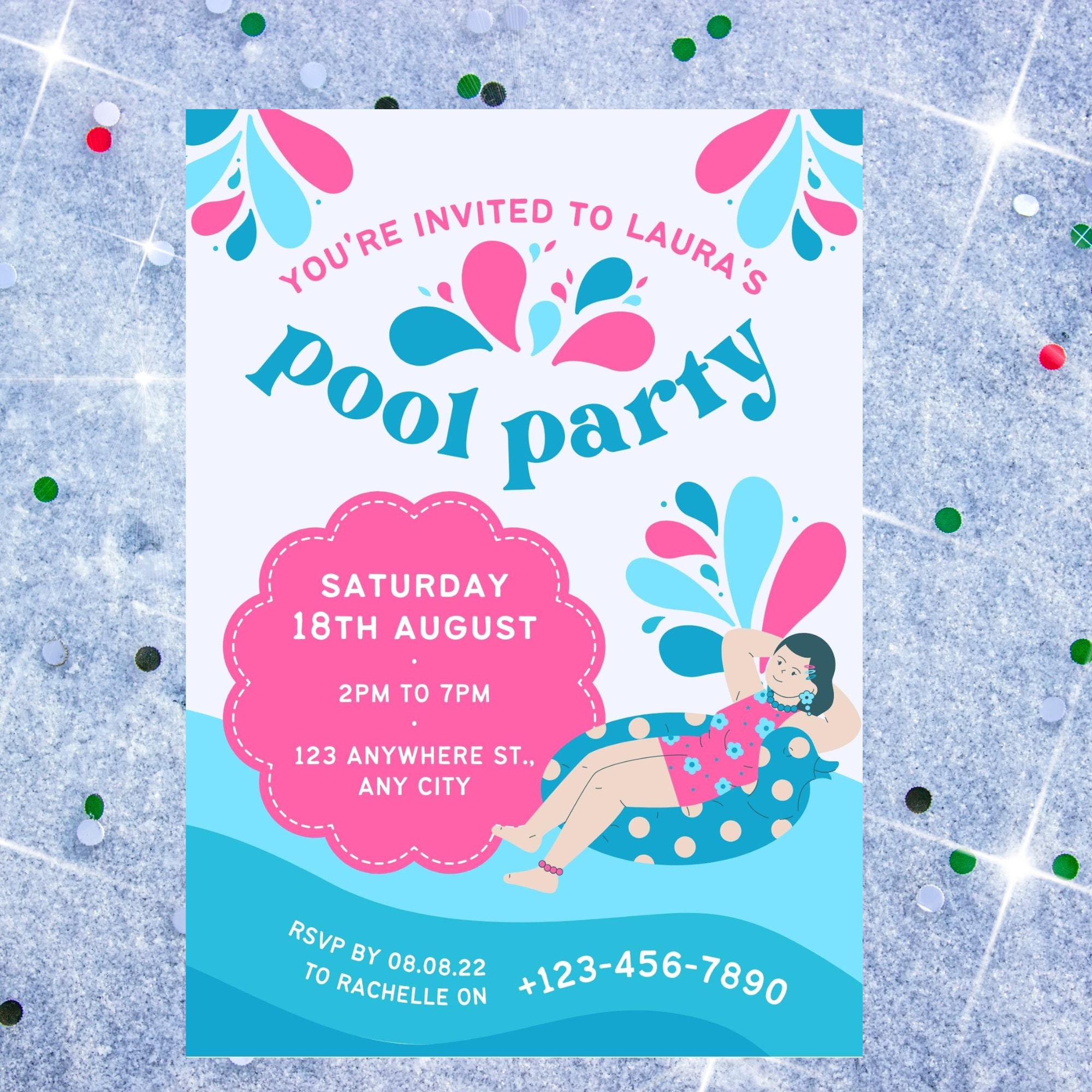 Editable Birthday Pool Party, Pool Party Invitation, Instant Download ...