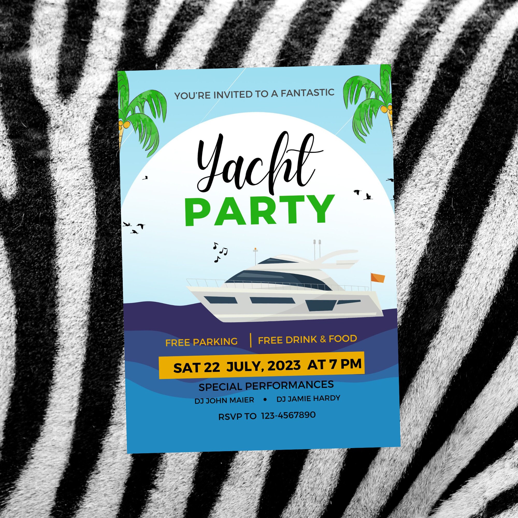 Yacht Invitation, Yacht Party Invite, Boat Party Invitation, Instant ...