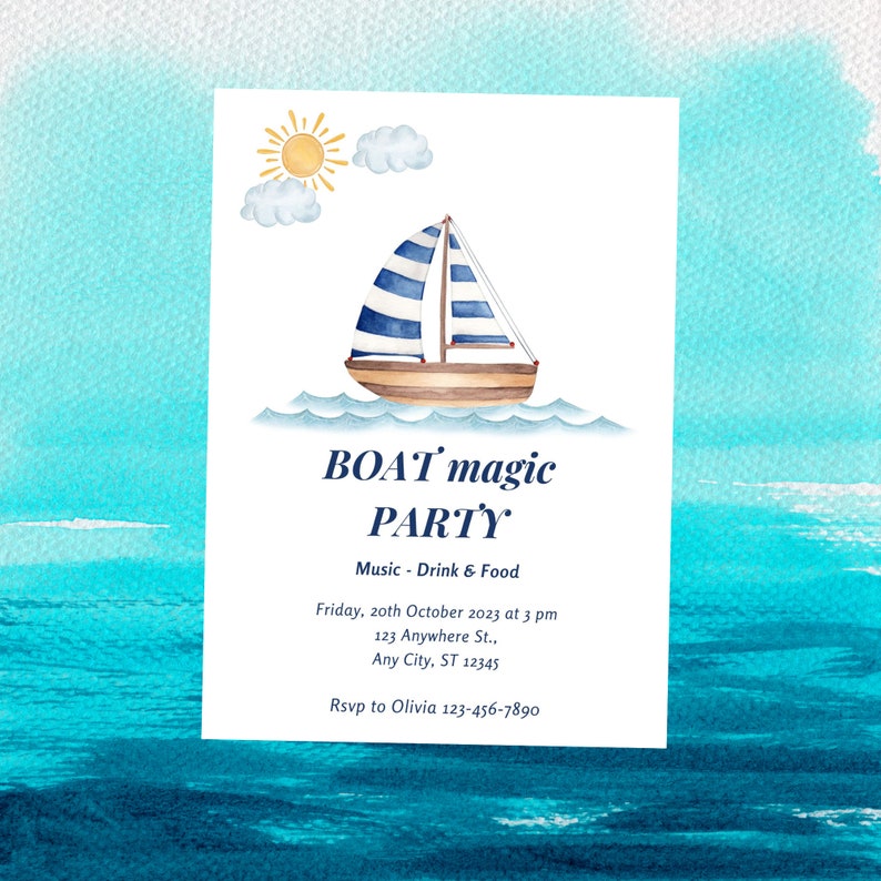 Yacht Invitation, Yacht Party Invite, Boat Party Invitation, Instant ...