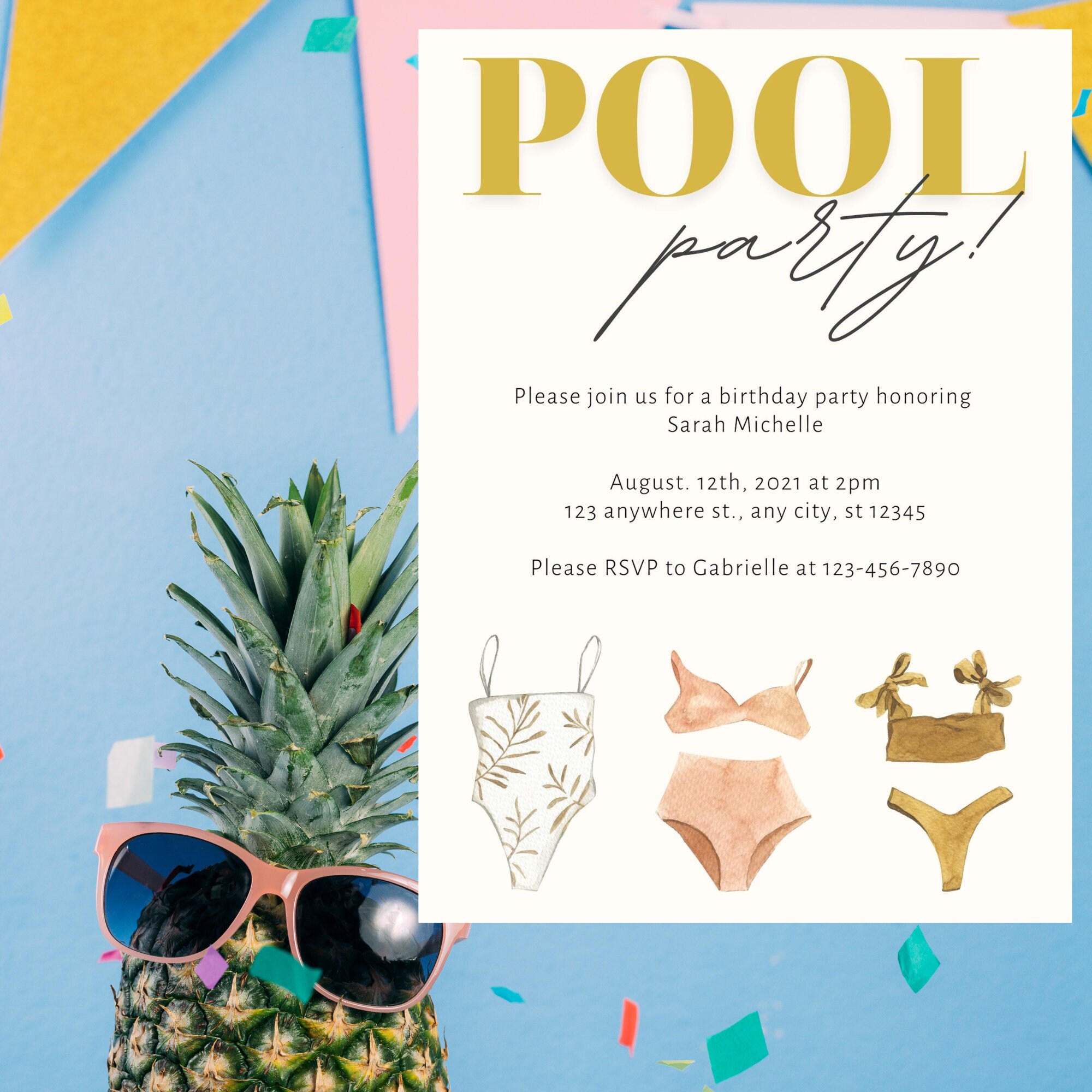 Editable Birthday Pool Party, Pool Party Invitation, Instant Download ...