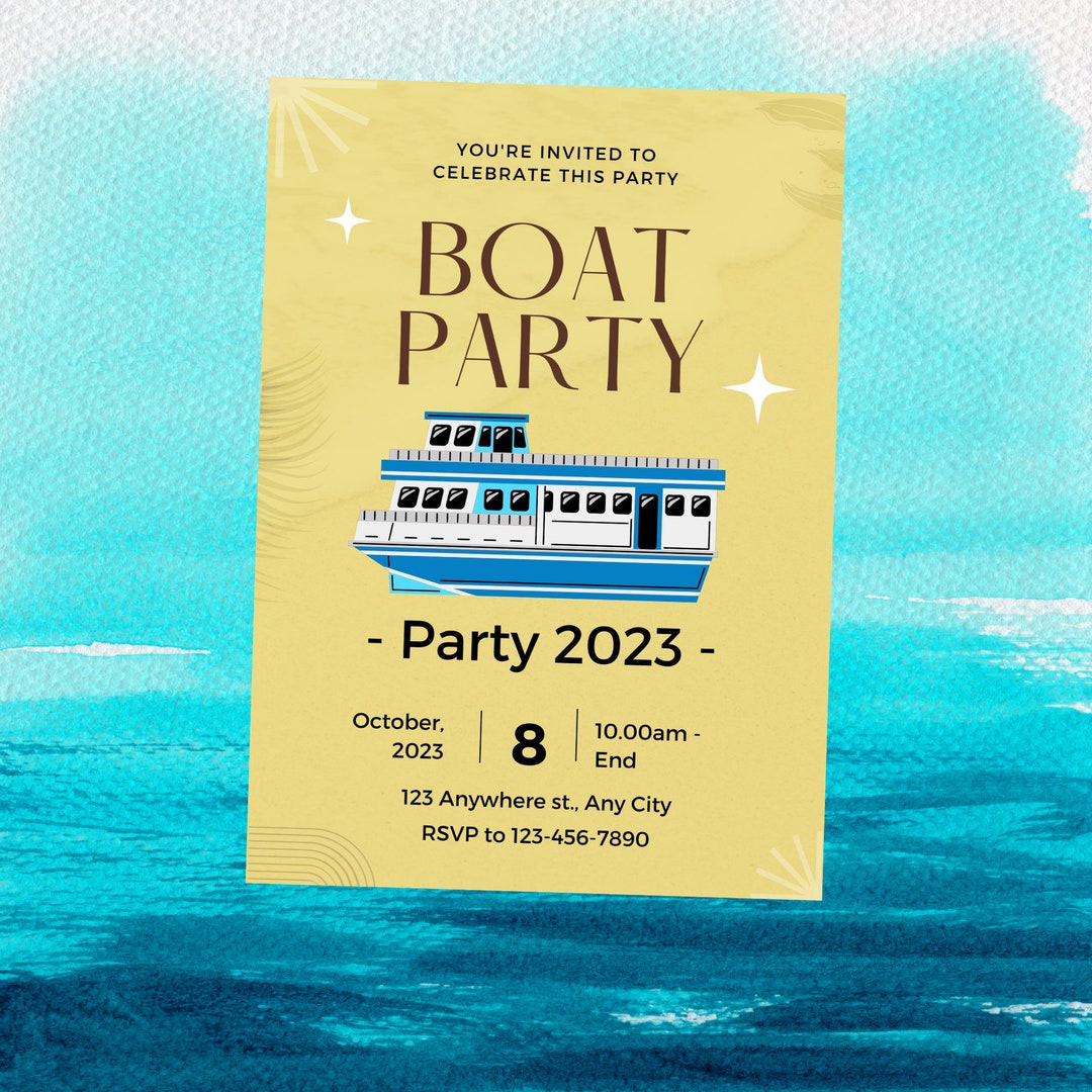 Yacht Invitation, Yacht Party Invite, Boat Party Invitation, Instant ...