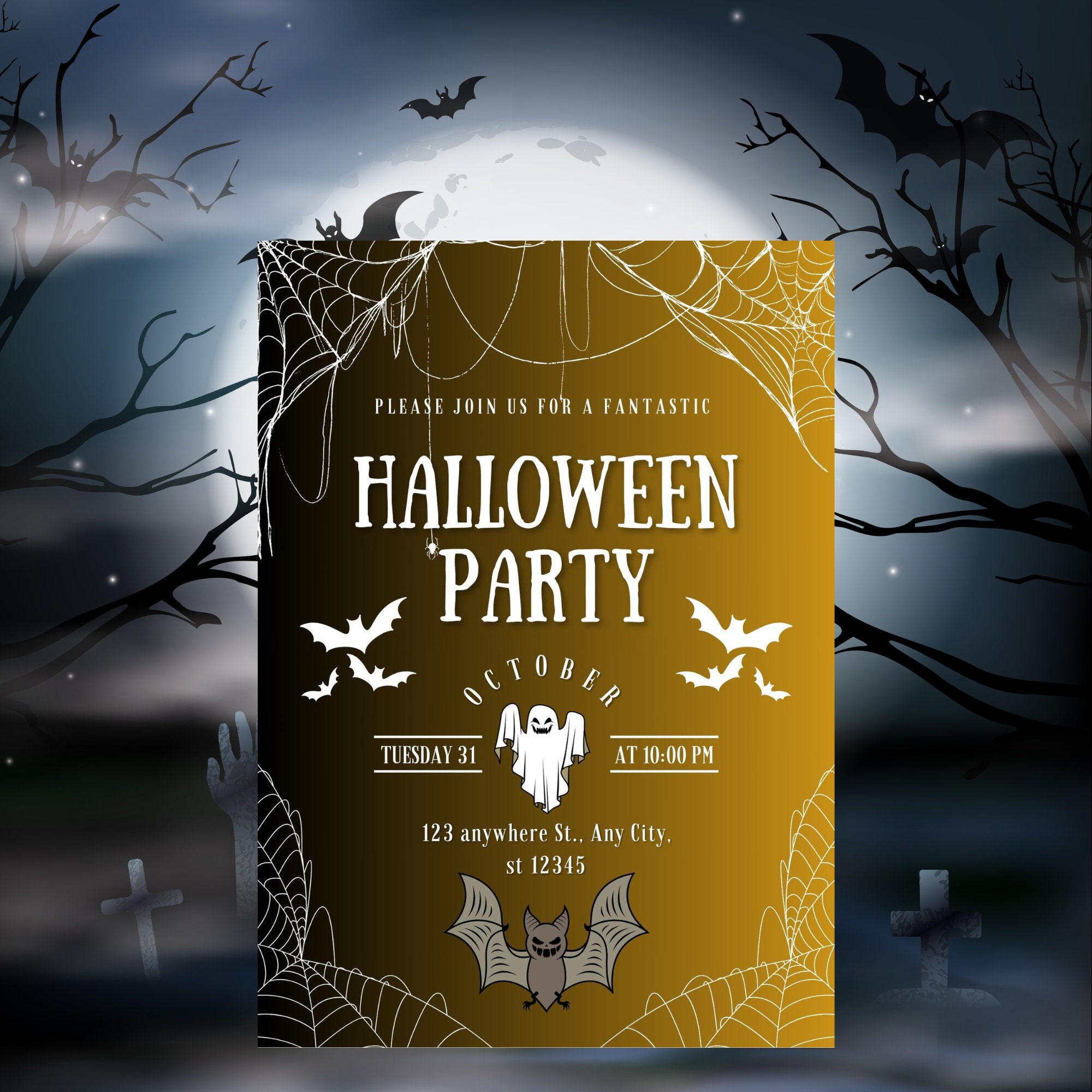 Editable Halloween Party Invitation, Instant Download, Halloween Party ...