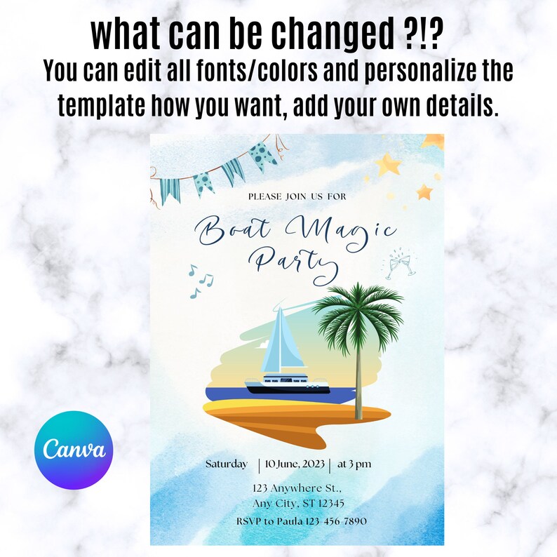 Yacht Invitation, Yacht Party Invite, Boat Party Invitation, Instant ...