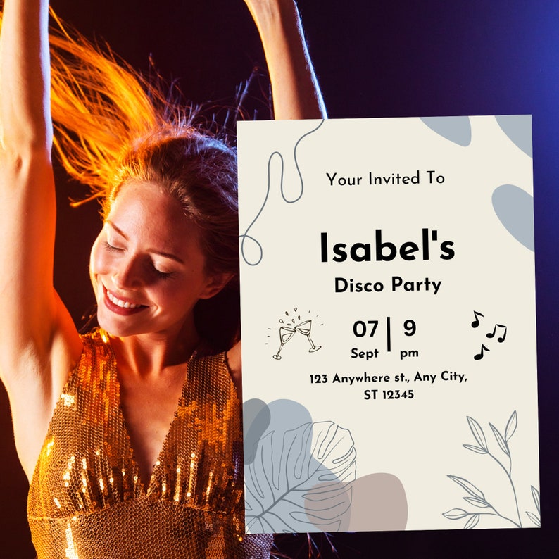 Editable Disco Party, Invites Editable Glow Party, Dance Party Template ...
