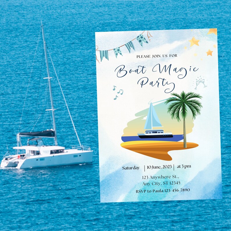 Yacht Invitation, Yacht Party Invite, Boat Party Invitation, Instant ...