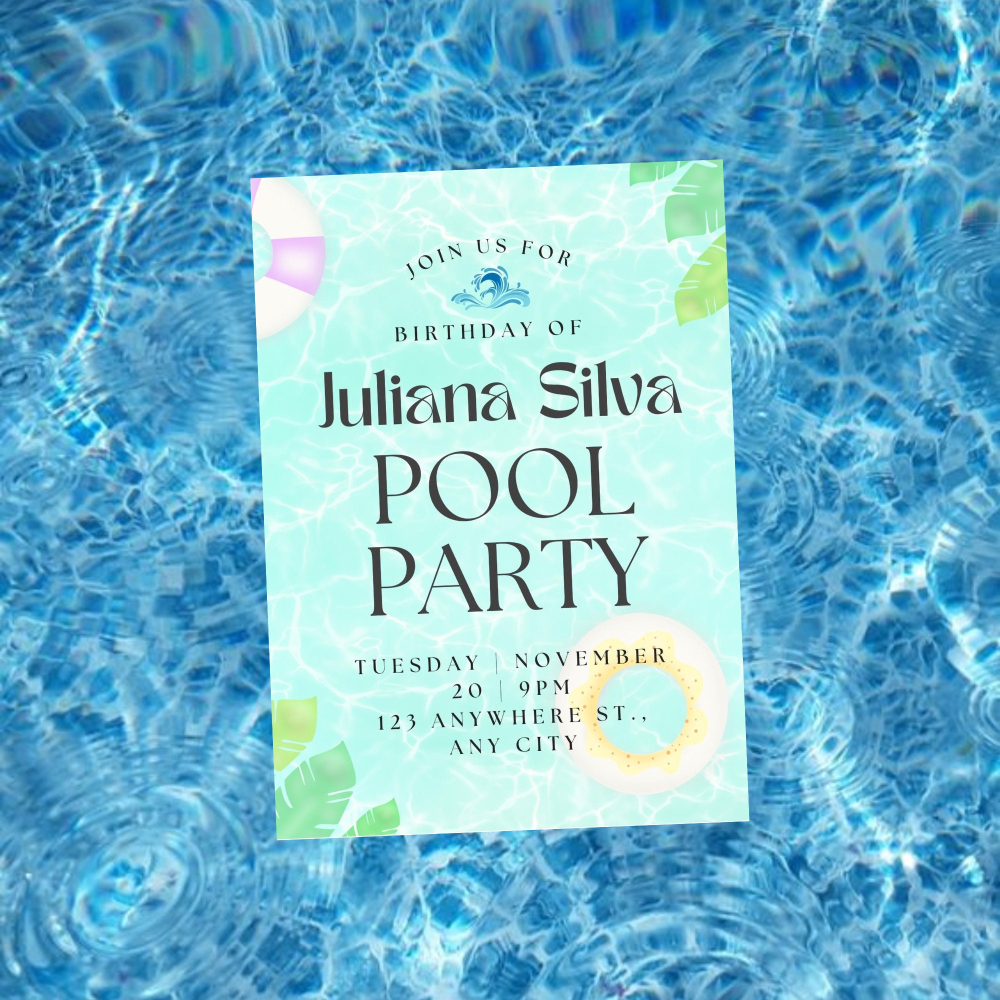 Pool Party, Pool Party Flyers Template, Editable, Pool Invite, Joining ...