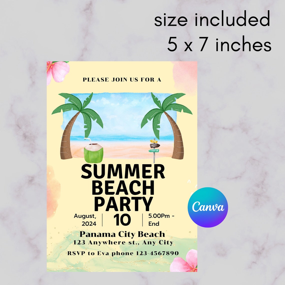 Beach Party Invitation Template Lets Celebrate Beach Invite Printable ...