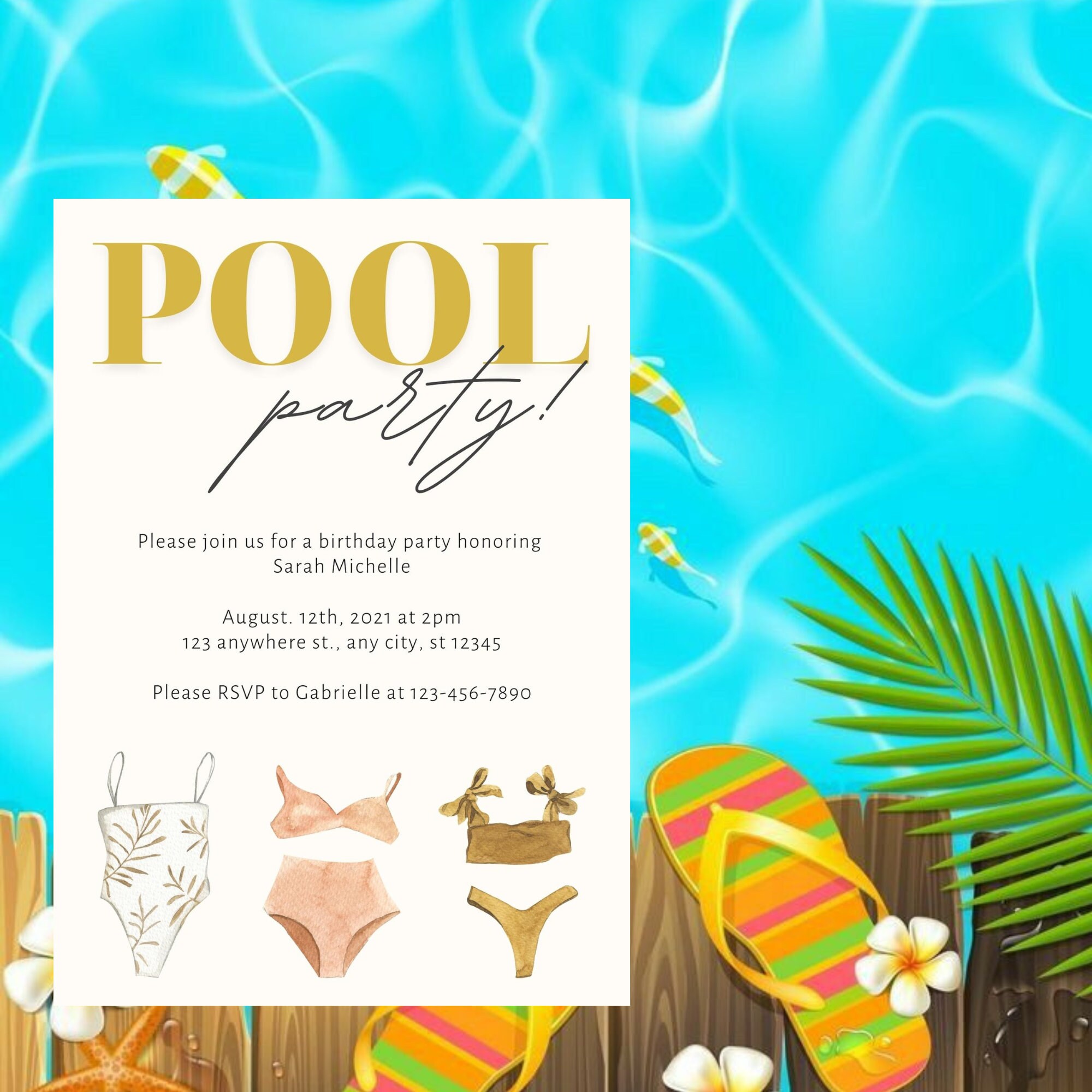 Pool Party, Pool Party Flyers Template, Editable, Pool Invite, Joining ...