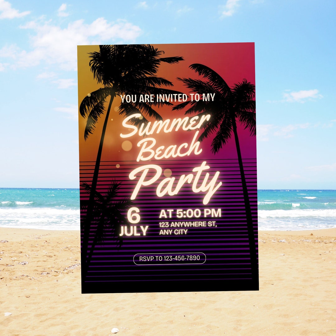 Beach Party Invitation Template Lets Celebrate Beach Invite Printable ...