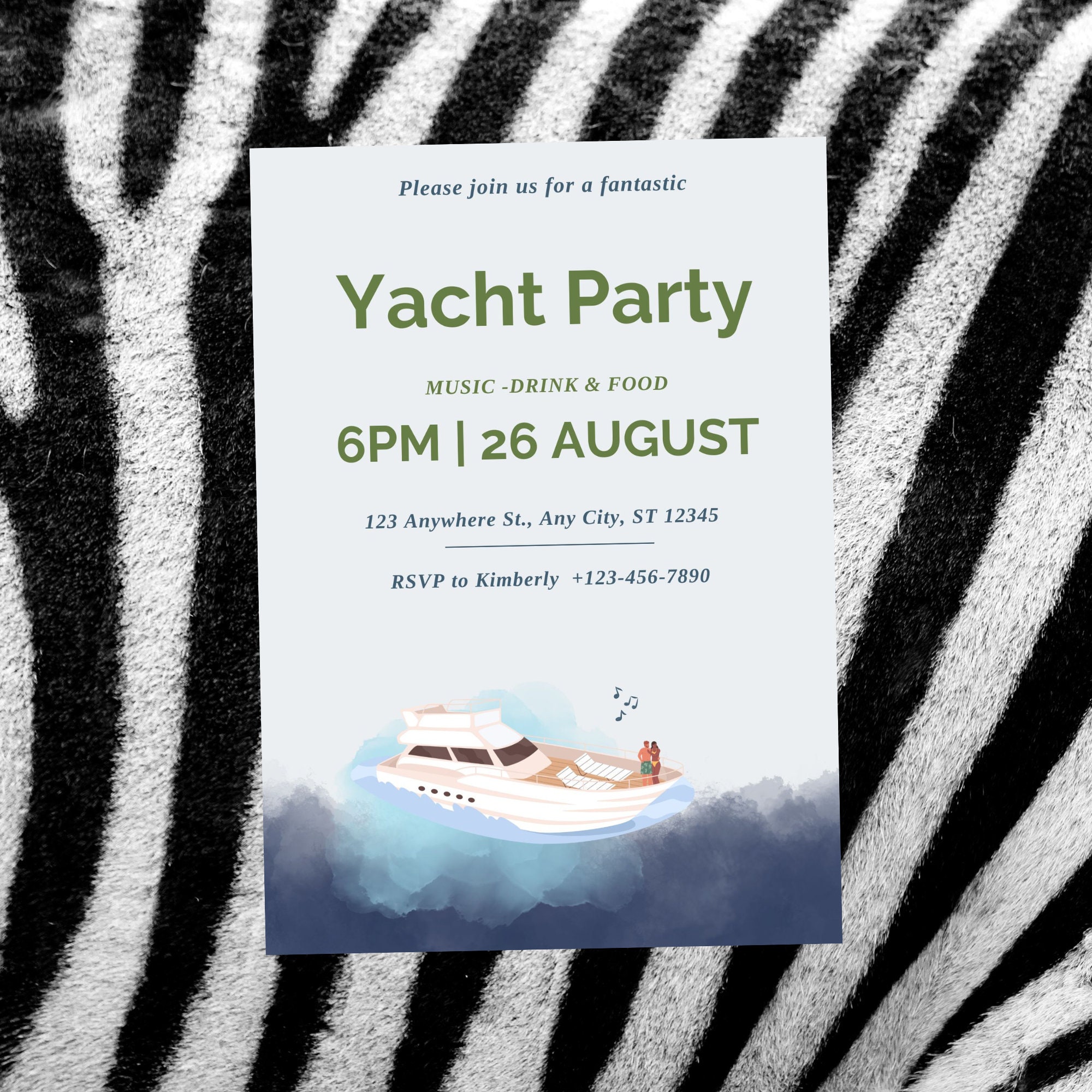 Yacht Invitation, Yacht Party Invite, Boat Party Invitation, Instant ...
