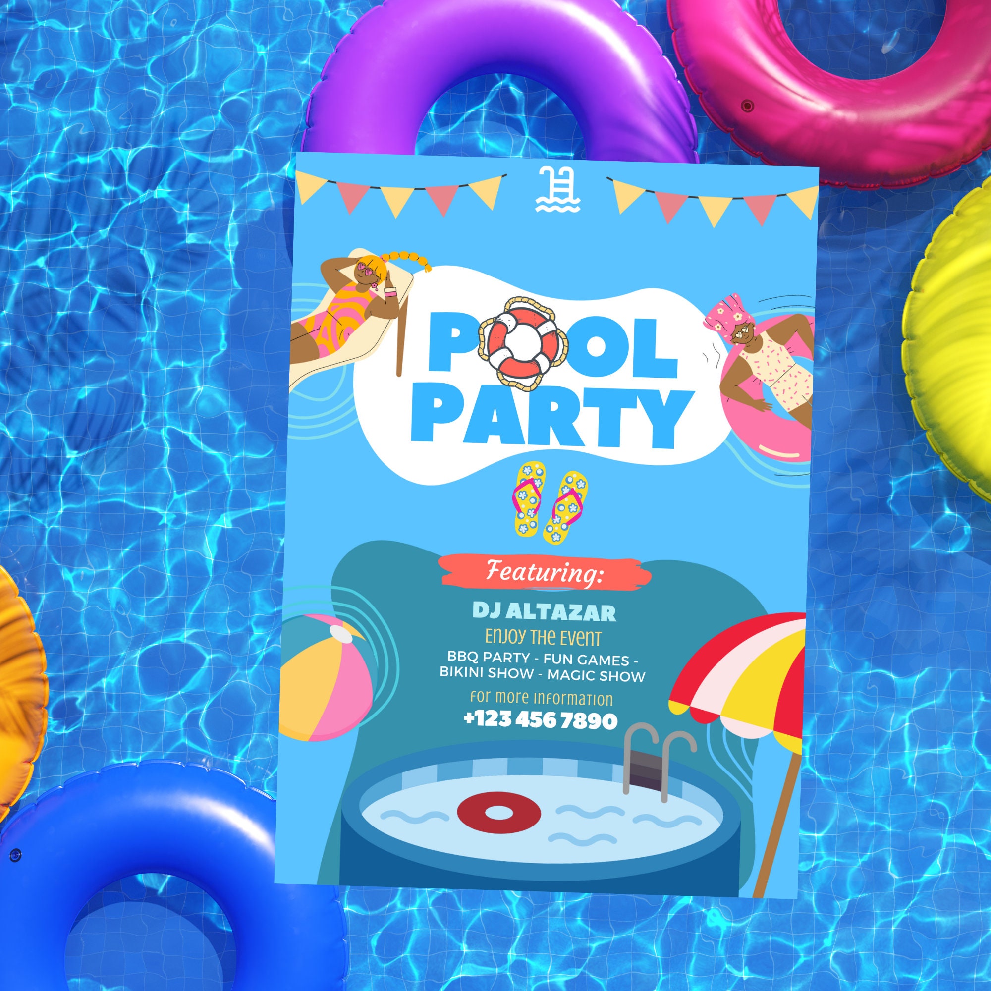 Pool Party, Pool Party Flyers Template, Editable, Pool Invite, Joining ...