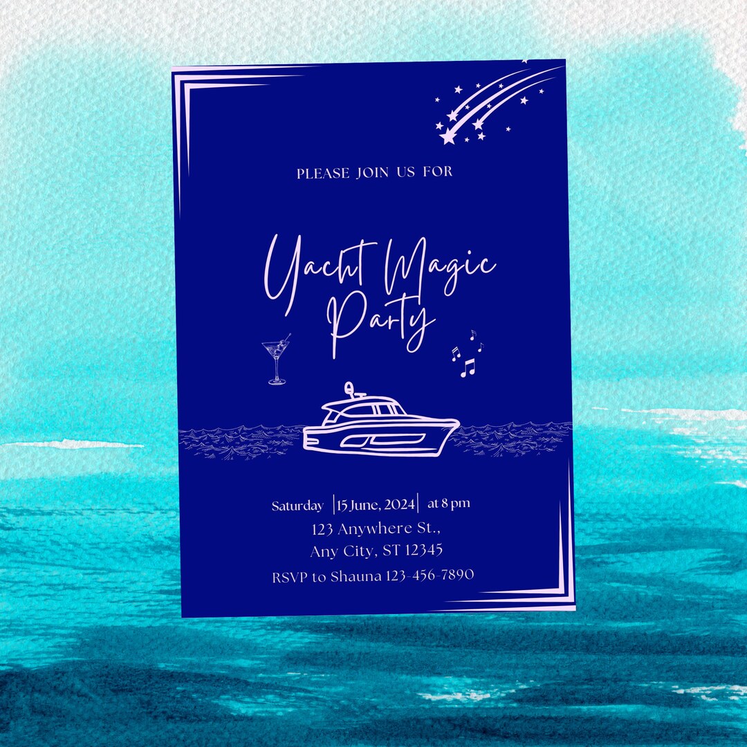 Yacht Invitation, Yacht Party Invite, Boat Party Invitation, Instant ...