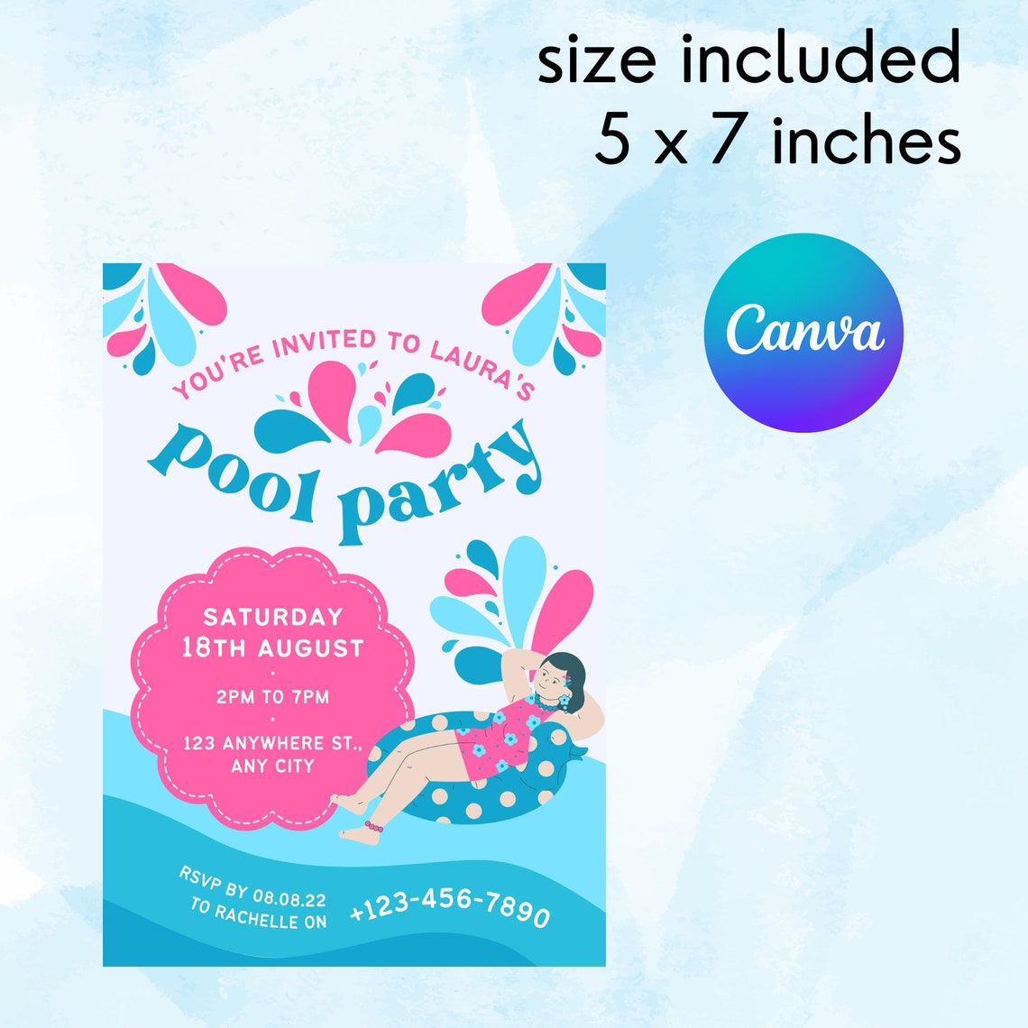 Pool Party, Pool Party Flyers Template, Editable, Pool Invite, Joining ...