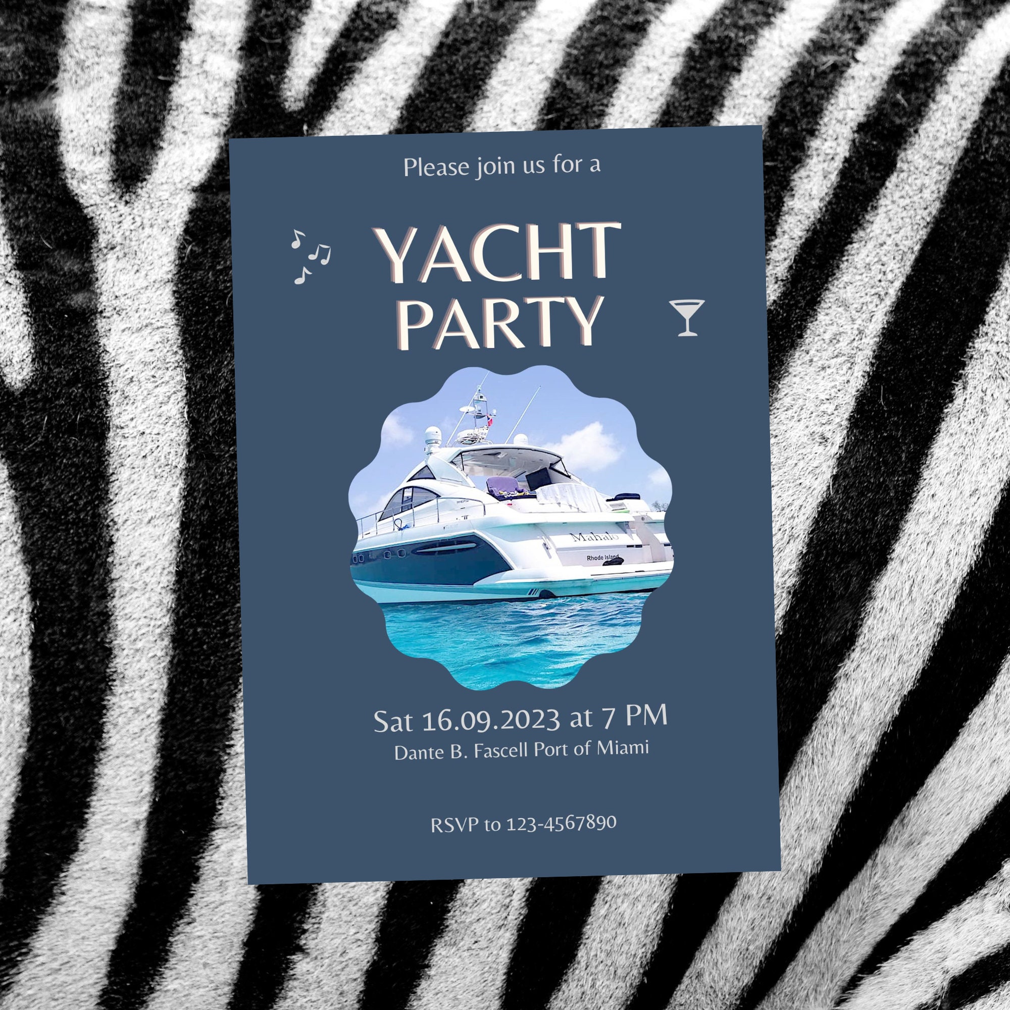 Yacht Invitation, Yacht Party Invite, Boat Party Invitation, Instant ...