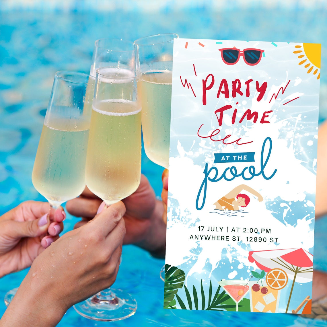 Pool Party Invitation, Pool Party, Birthday Pool Party, Editable ...