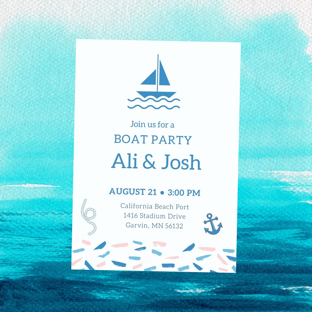 Yacht Invitation, Yacht Party Invite, Boat Party Invitation, Instant ...