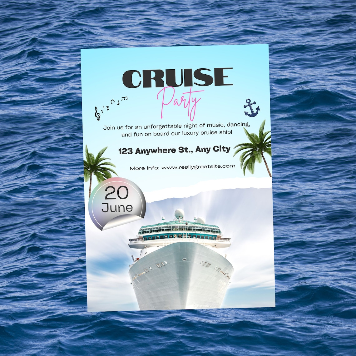 Cruise Party Invite, Yacht Invitation, Boat Party Invitation, Instant ...