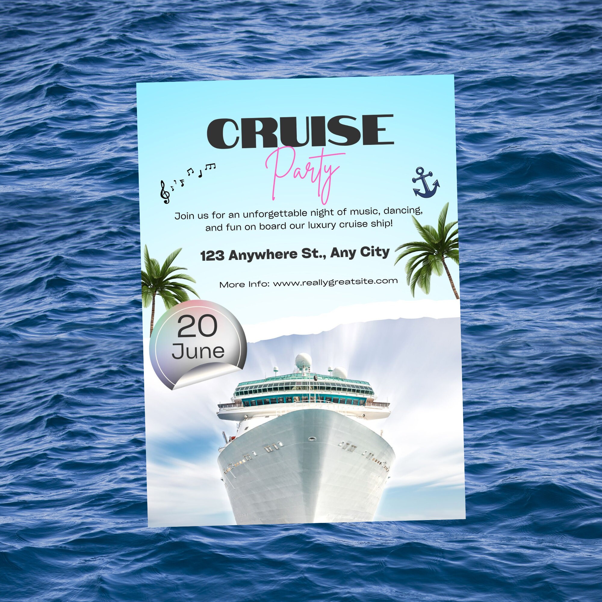 Cruise Party Invite, Yacht Invitation, Boat Party Invitation, Instant ...