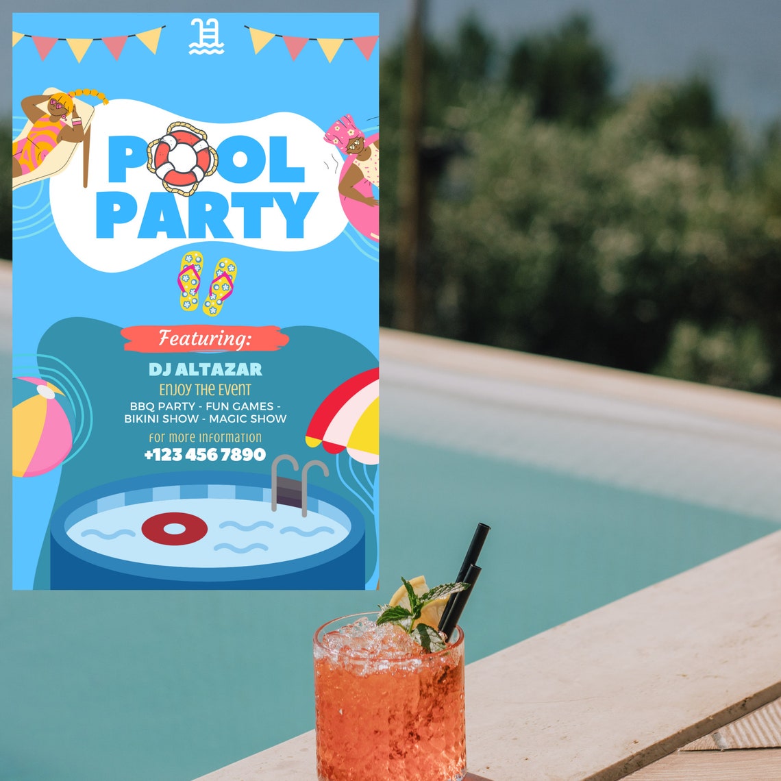 Pool Party, Pool Party Flyers Template, Editable, Pool Invite, Joining ...