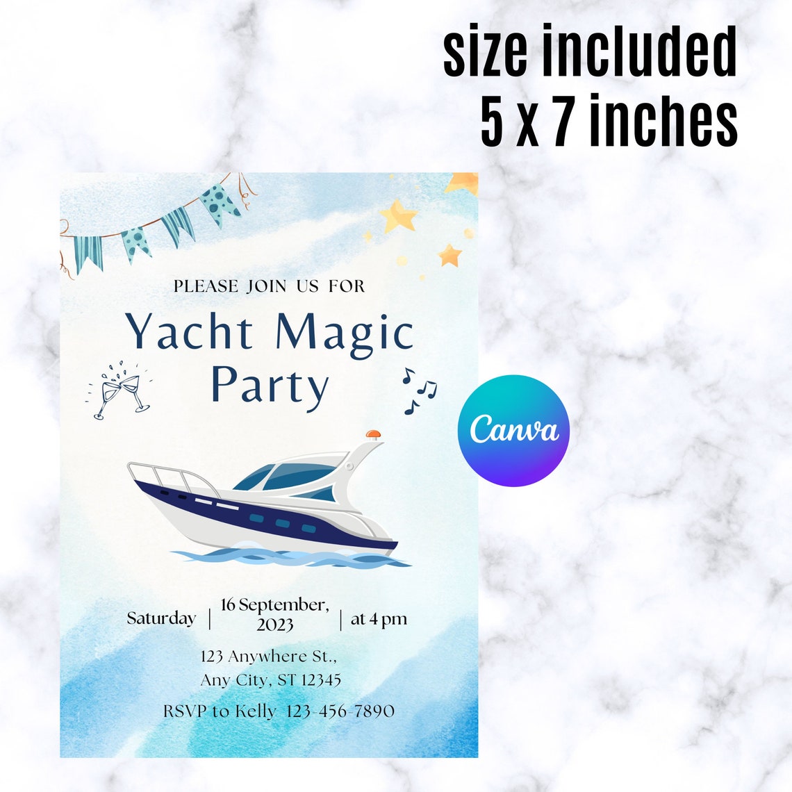 Yacht Invitation, Yacht Party Invite, Boat Party Invitation, Instant ...