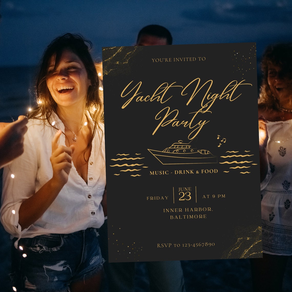 Yacht Invitation, Yacht Party Invite, Boat Party Invitation, Instant ...