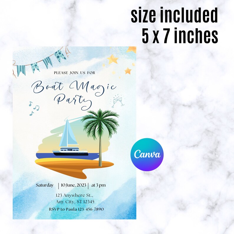 Yacht Invitation, Yacht Party Invite, Boat Party Invitation, Instant ...