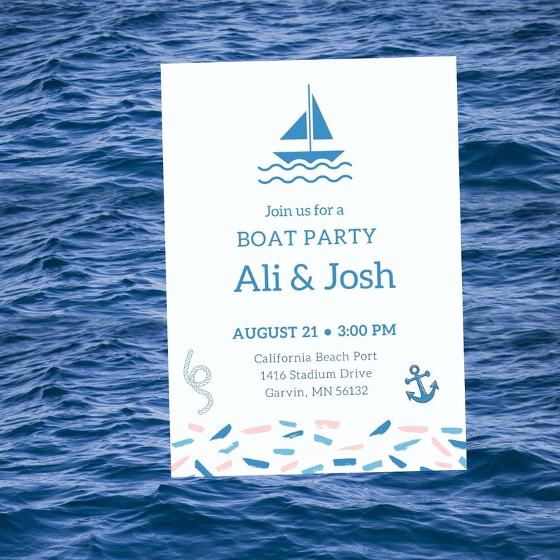 Yacht Invitation, Yacht Party Invite, Boat Party Invitation, Instant ...