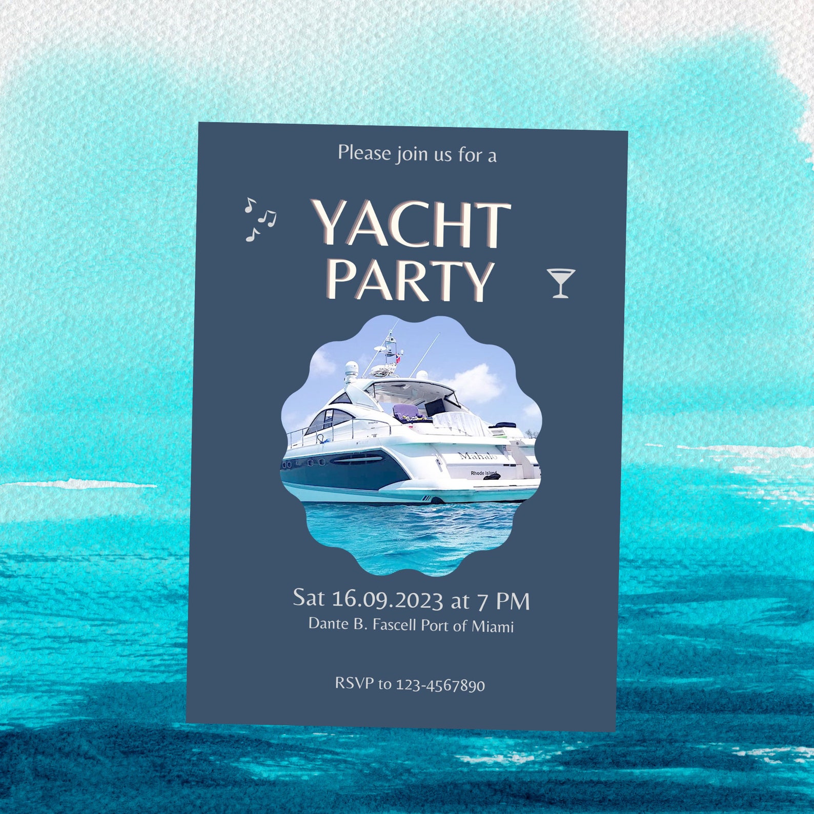 Yacht Invitation, Yacht Party Invite, Boat Party Invitation, Instant ...