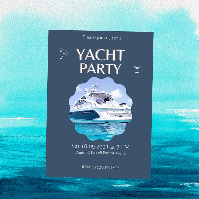 Yacht Party Invitation: Editable Boat Party Invite (instant Download ...