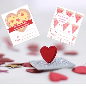 Pizza-themed Heart Valentines Cards for Boys Girls Kids Classroom ...