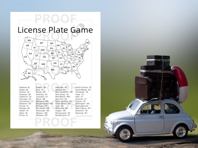 License Plate Game Printable - United States, State Checklist and ...