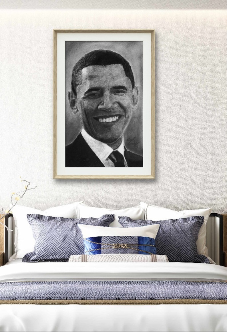Barack Obama Portrait: Graphite Drawing, Political Art Print (digital ...