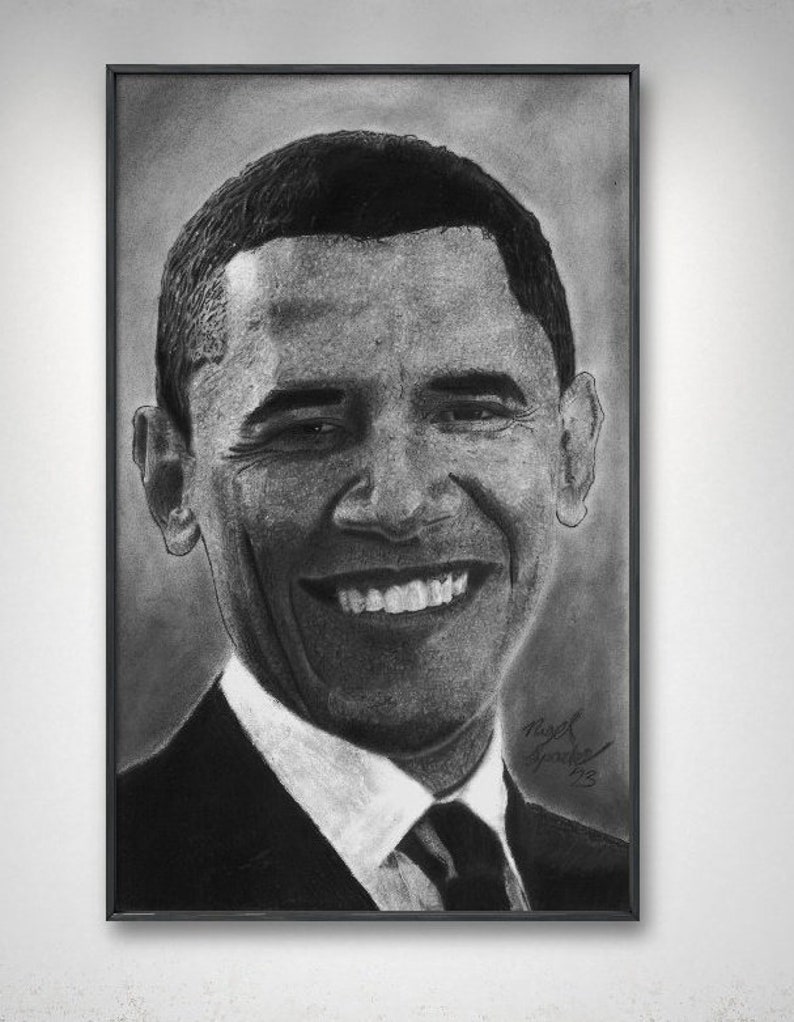 Barack Obama Portrait: Digital Download Graphite Drawing - Political ...