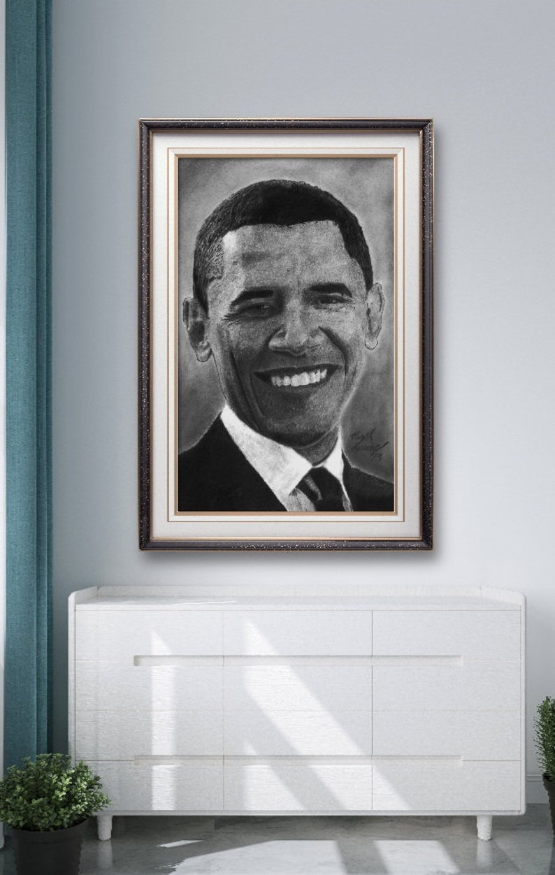 Barack Obama Portrait: Digital Download Graphite Drawing - Political ...