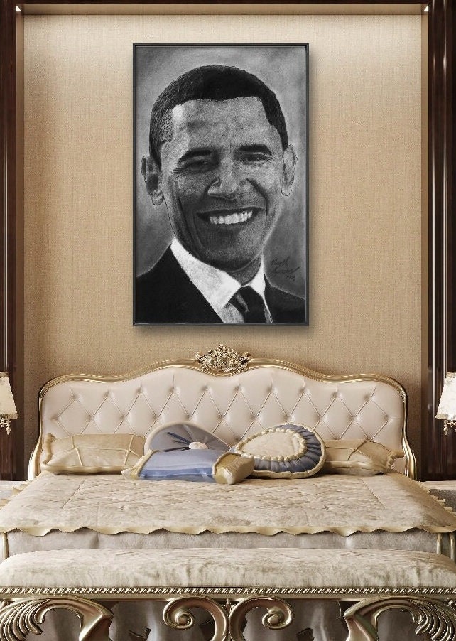 Barack Obama Portrait: Graphite Drawing, Political Art Print (digital ...