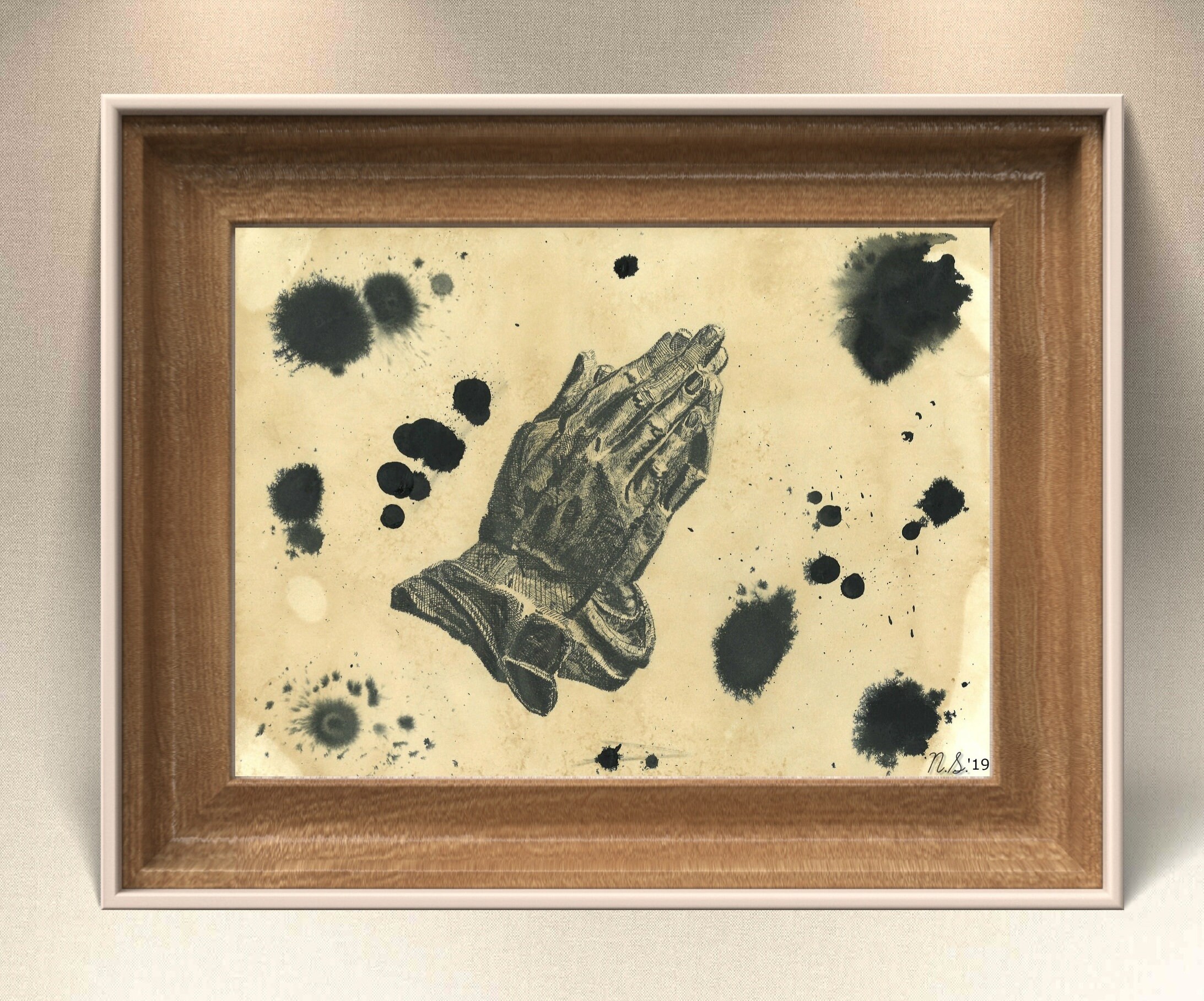Praying Hands Ink Drawing Print as A Digital Download for Spiritual ...