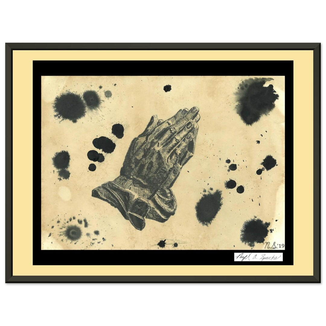 Praying Hands Framed Poster: Christian Pen and Ink Art - Etsy
