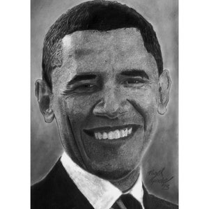 Barack Obama Portrait: Graphite Drawing, Political Art Print (digital ...