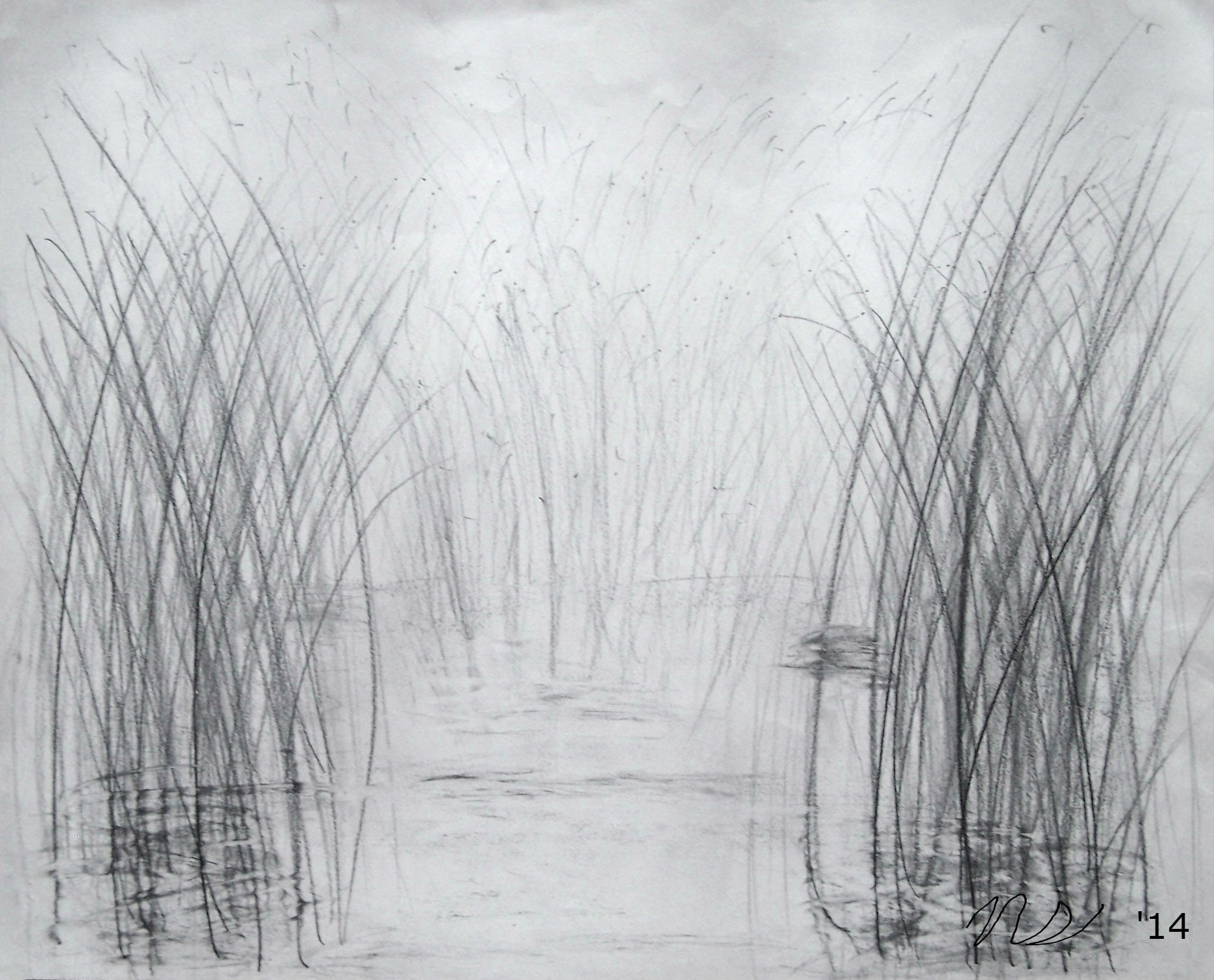 Grass Swamp Art, Swamp Drawing, Digital Download, Wall Art, Swamp ...