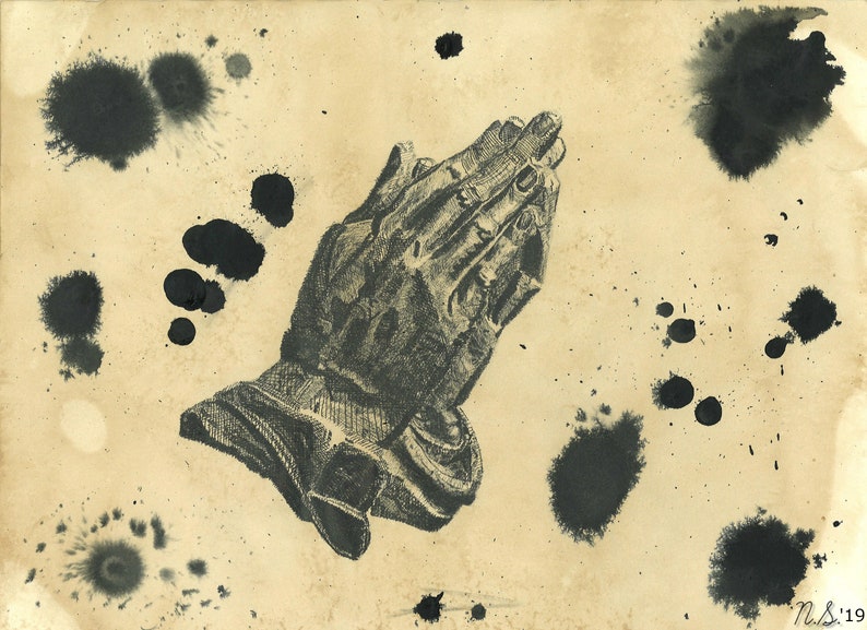 Praying Hands Ink Drawing Print as A Digital Download for Spiritual ...
