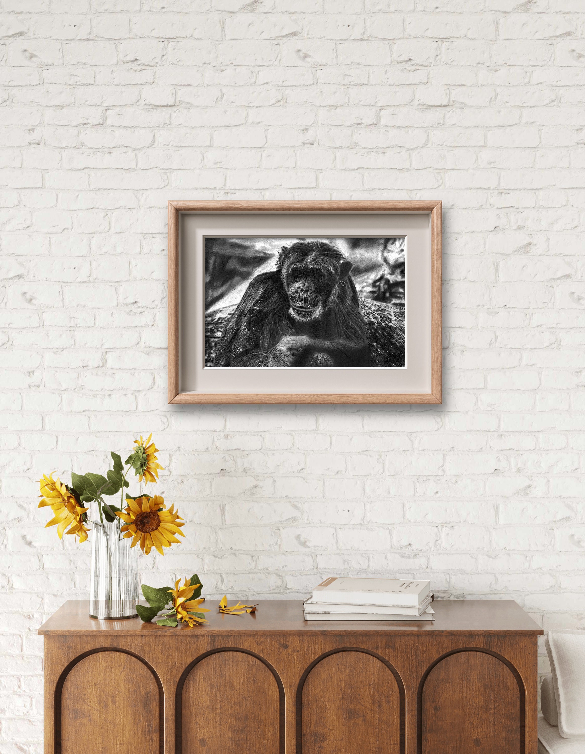 Digital Download, Chimpanzee, Wildlife Art Print, Graphite Drawing ...