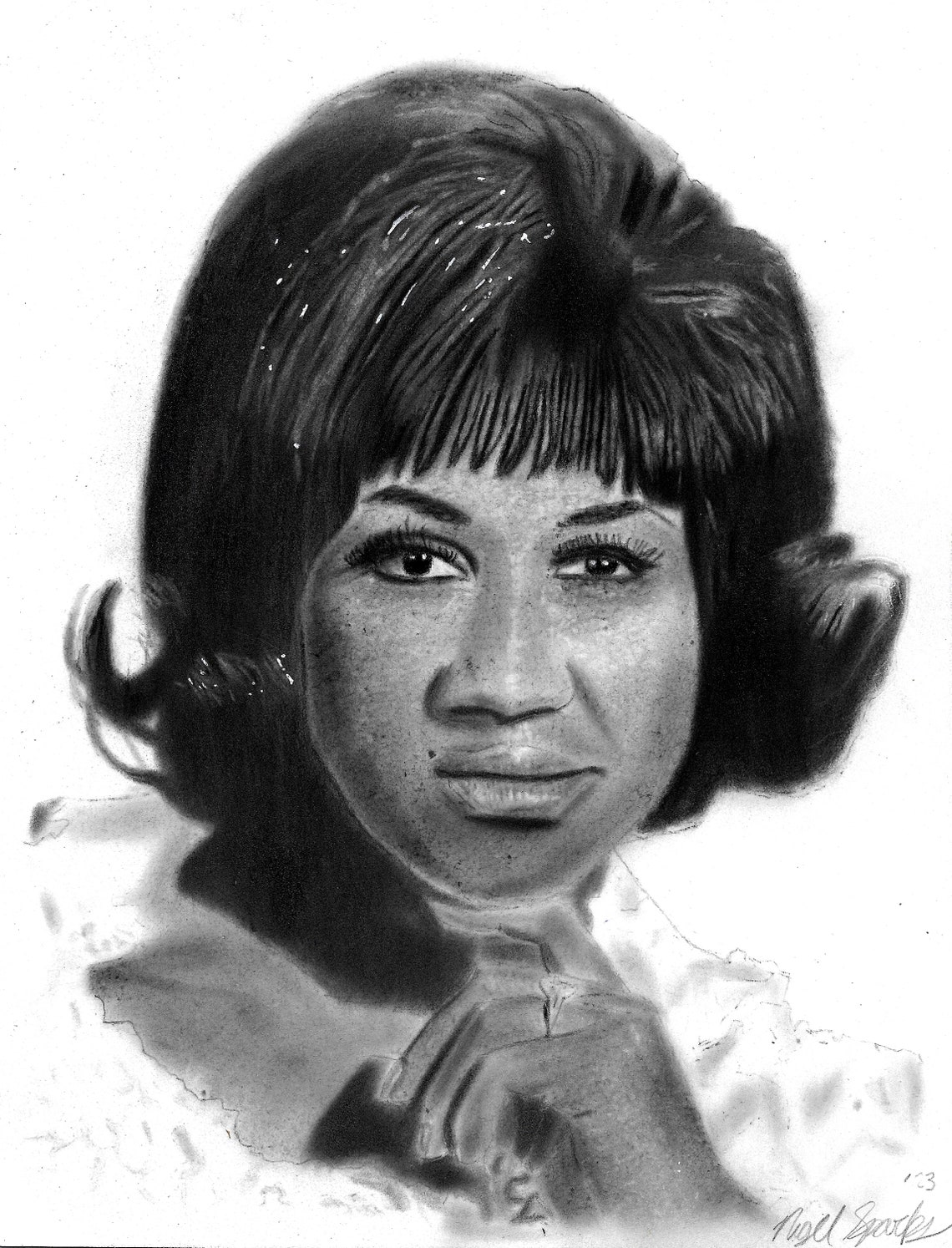 Aretha Franklin, Drawing, RESPECT, Queen of Soul, Marvelous 1968 ...